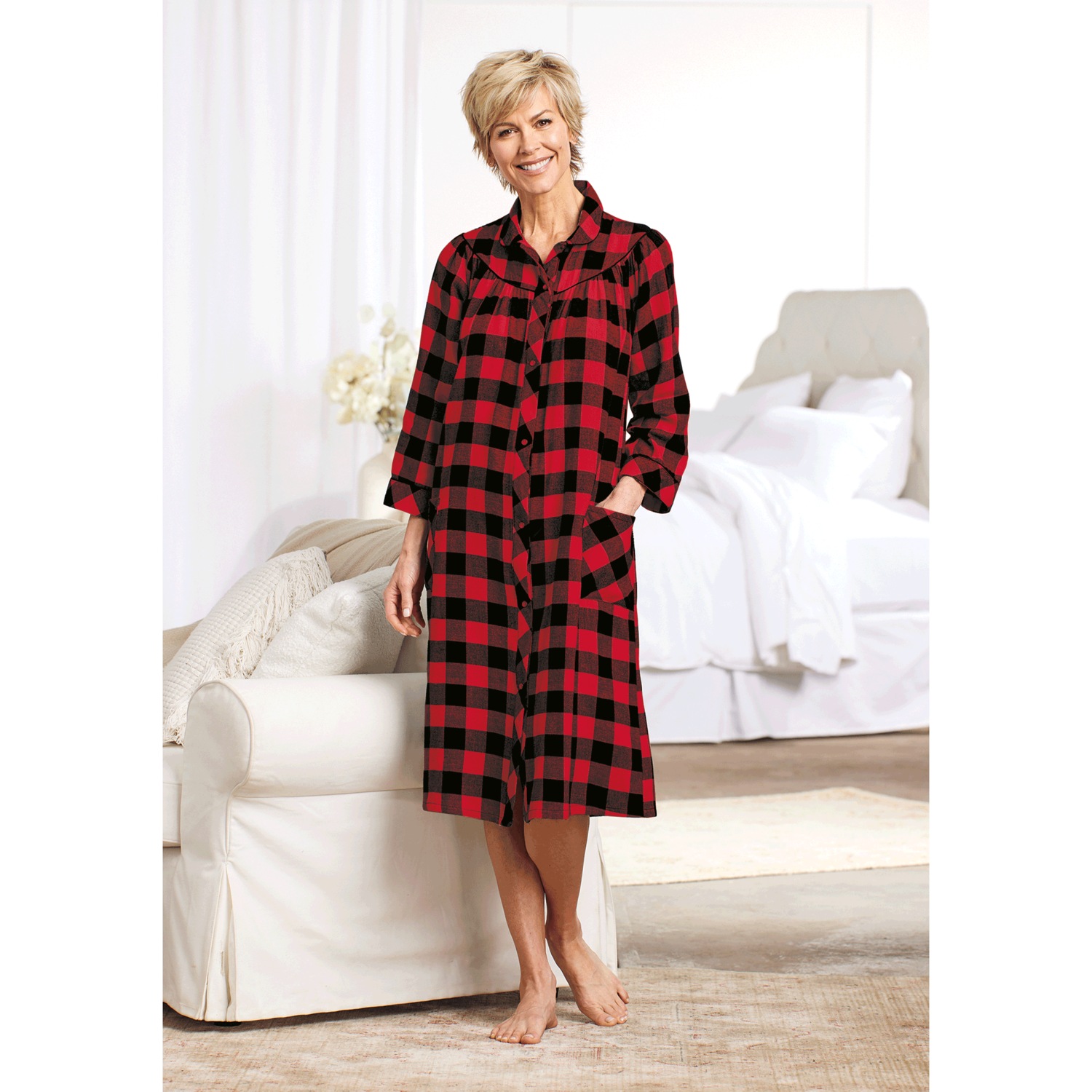 Flannel Snap-Front Duster | Carol Wright