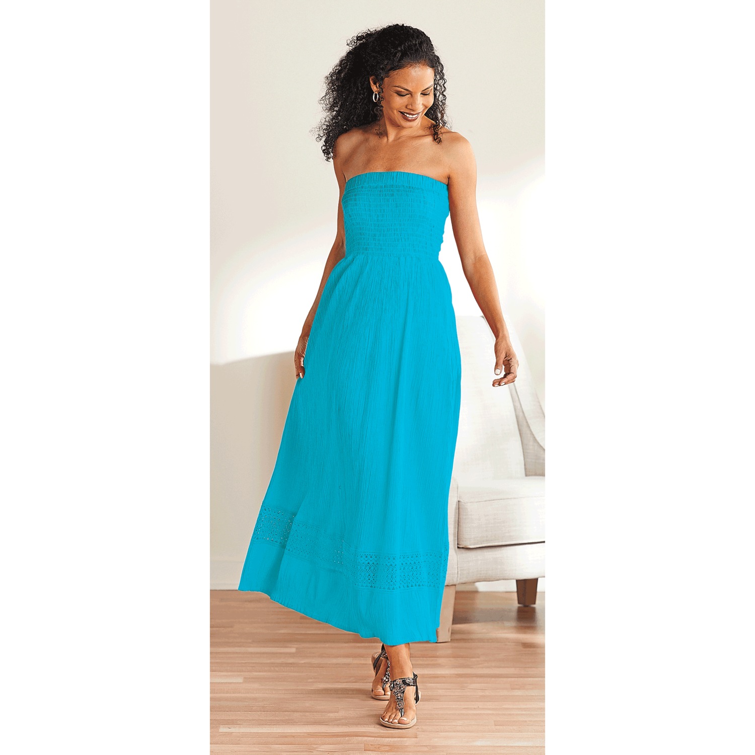 Smocked Strapless Dress | Carol Wright