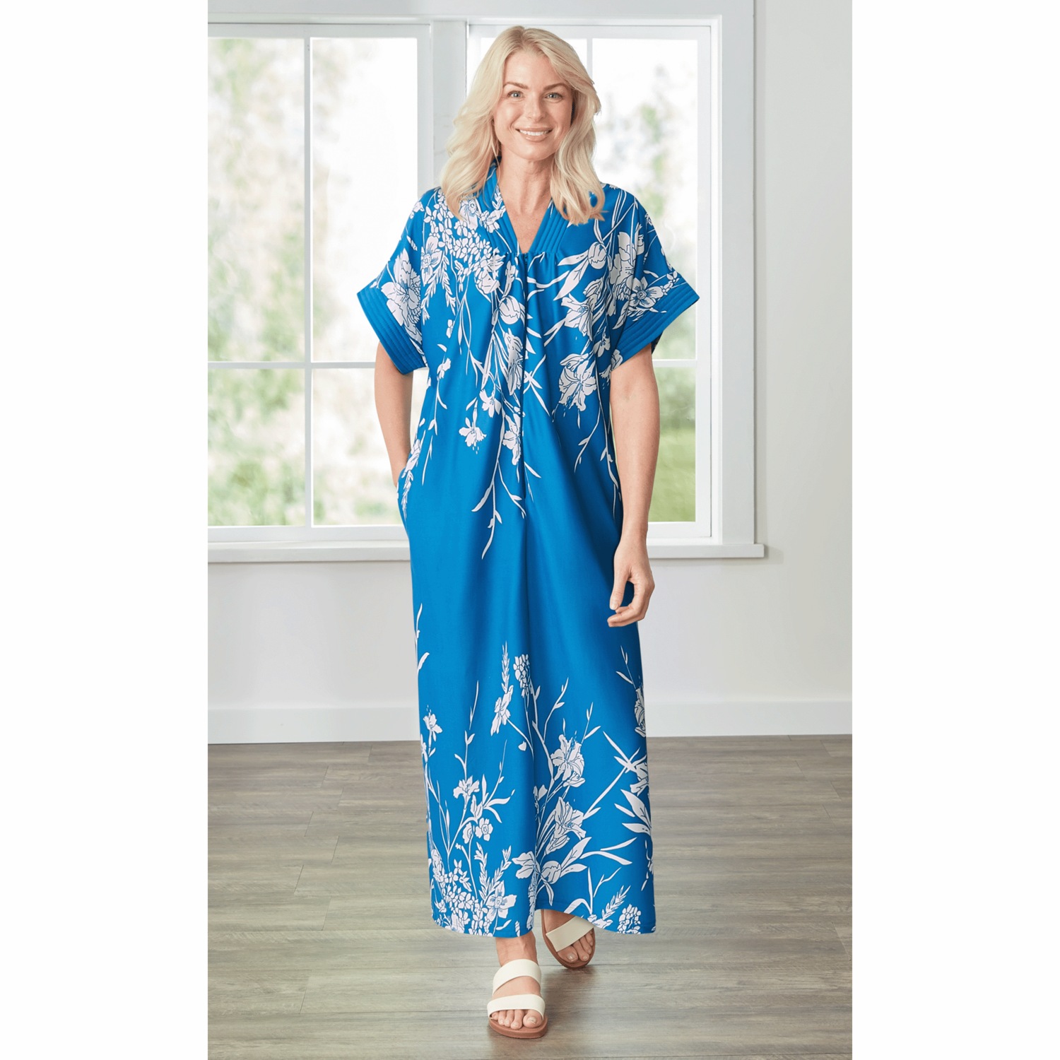 Trapunto Trim Caftan | Carol Wright