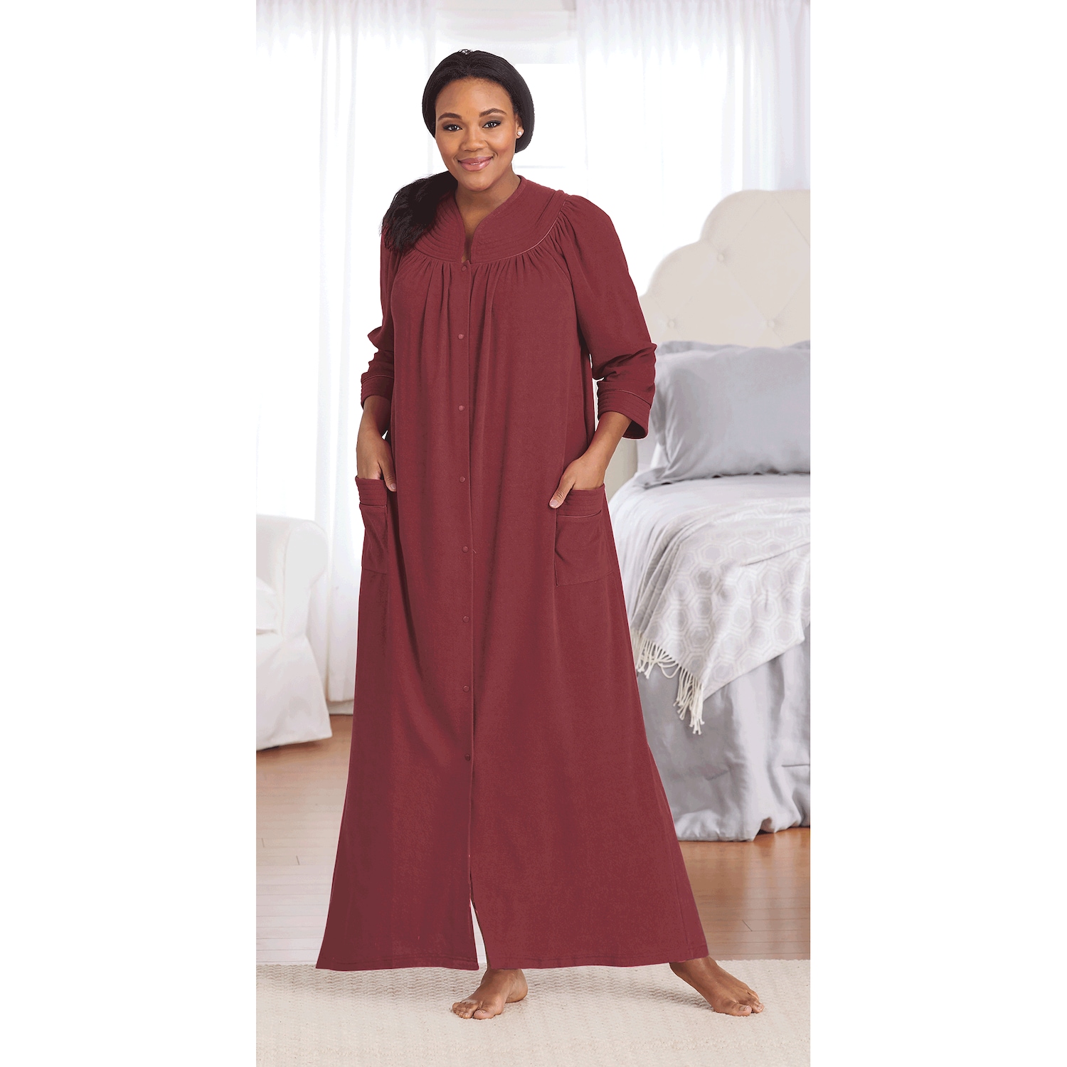 Snap-Front Long Terry Robe | Carol Wright