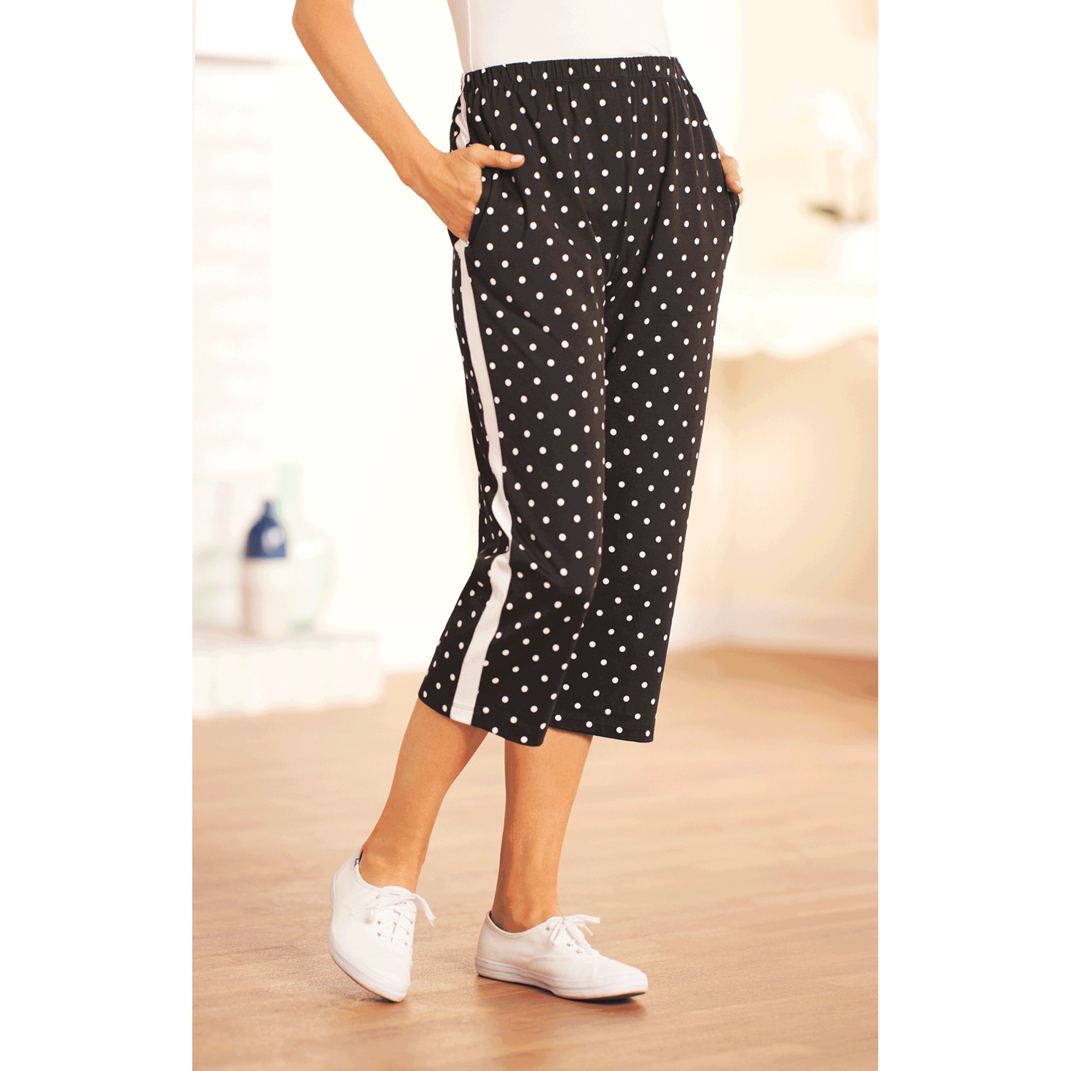 Contrast Stripe Capris | Carol Wright