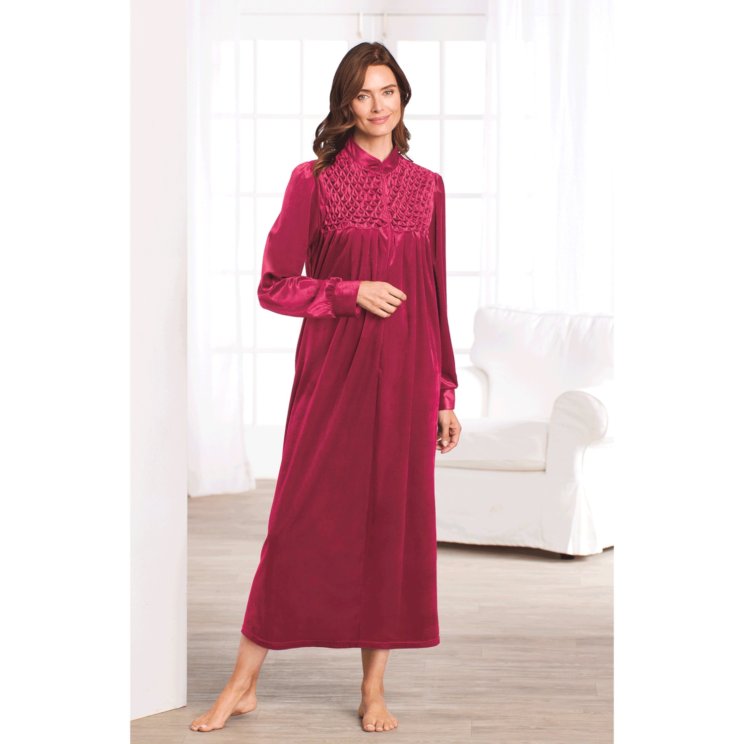 Zip Front Velour Robe | Carol Wright