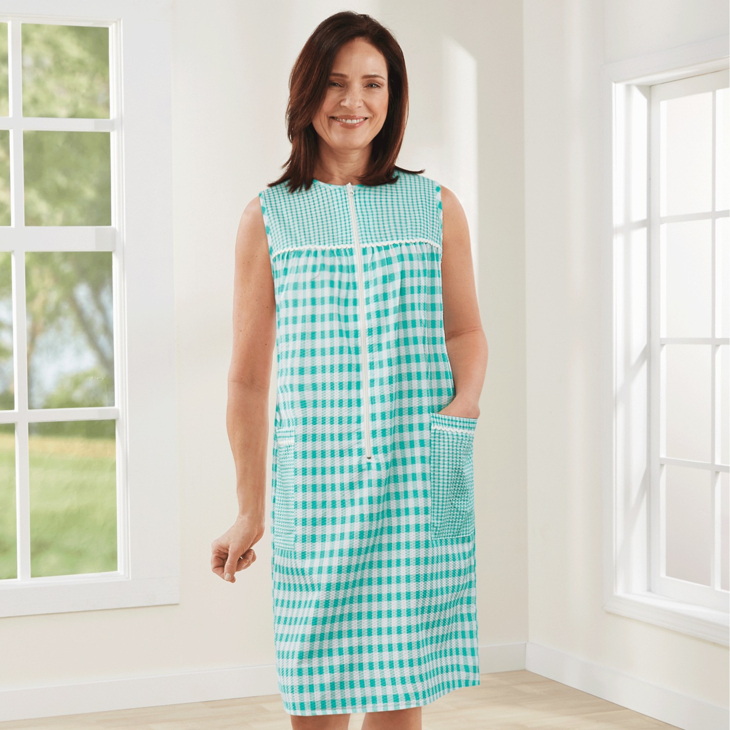 Zip-Front Seersucker Duster | Carol Wright