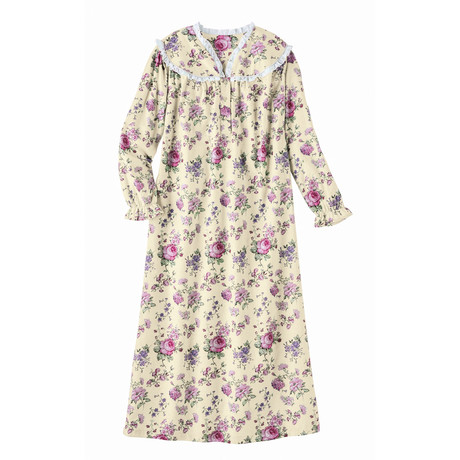 Flannel Nightgown with Lace Trim | Carol Wright