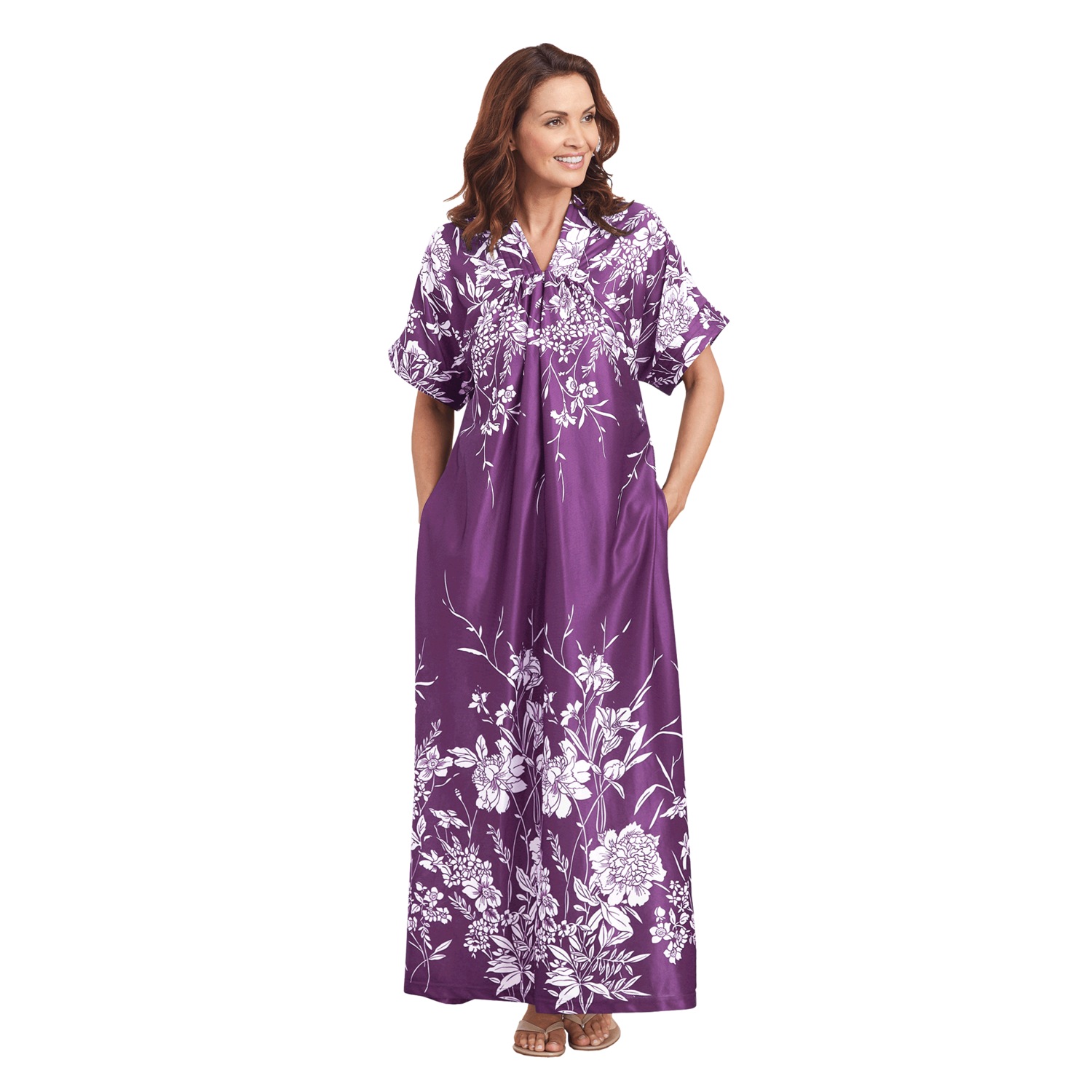 Trapunto Trim Caftan | Carol Wright