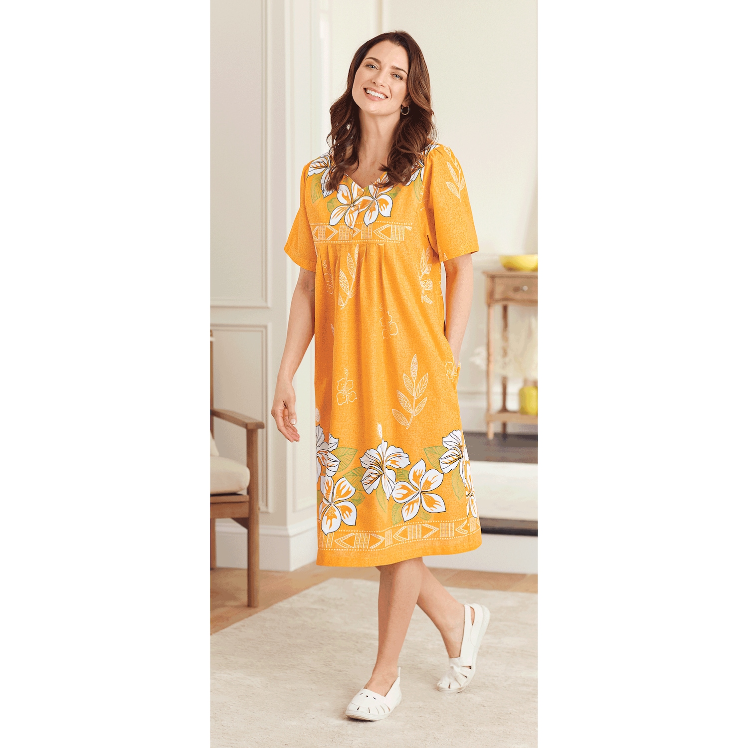 Border Print Patio Dress | Carol Wright
