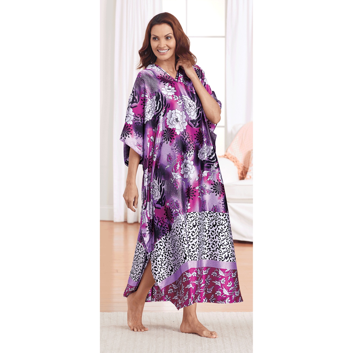 Long Satin Caftan | Carol Wright