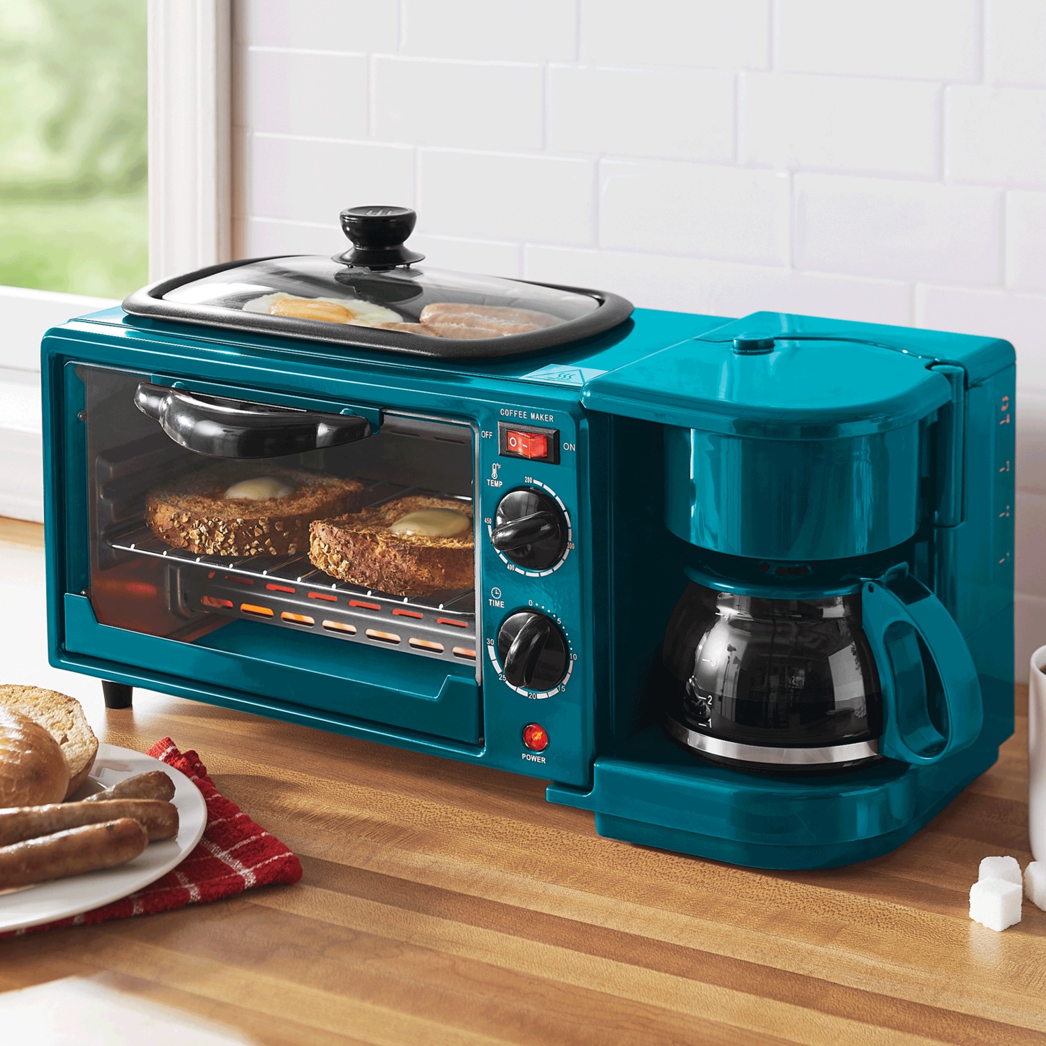 3-in-1 Breakfast Maker with Grill, Bake, Toast & Brew Functions | Carol ...