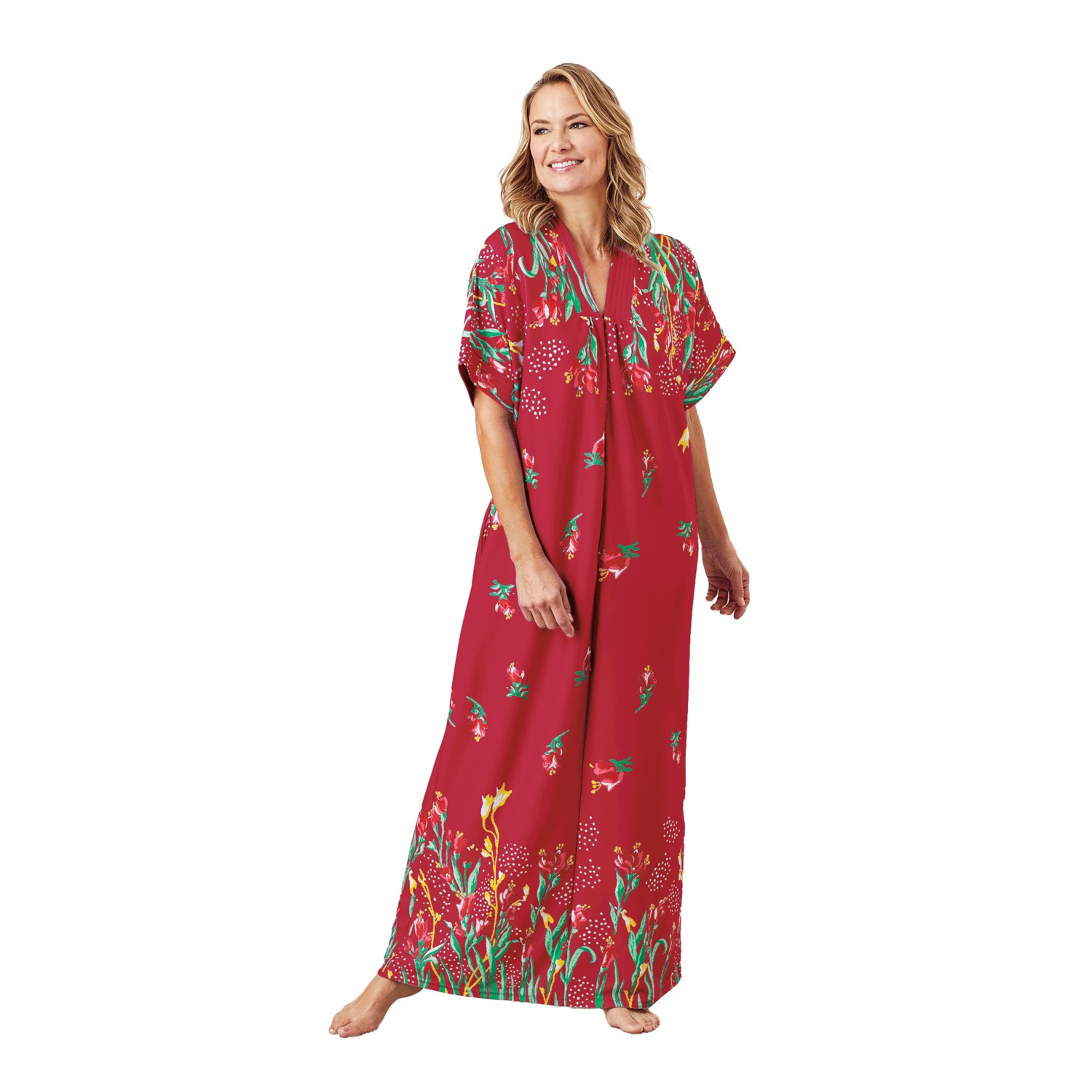 Trapunto Trim Caftan | Carol Wright