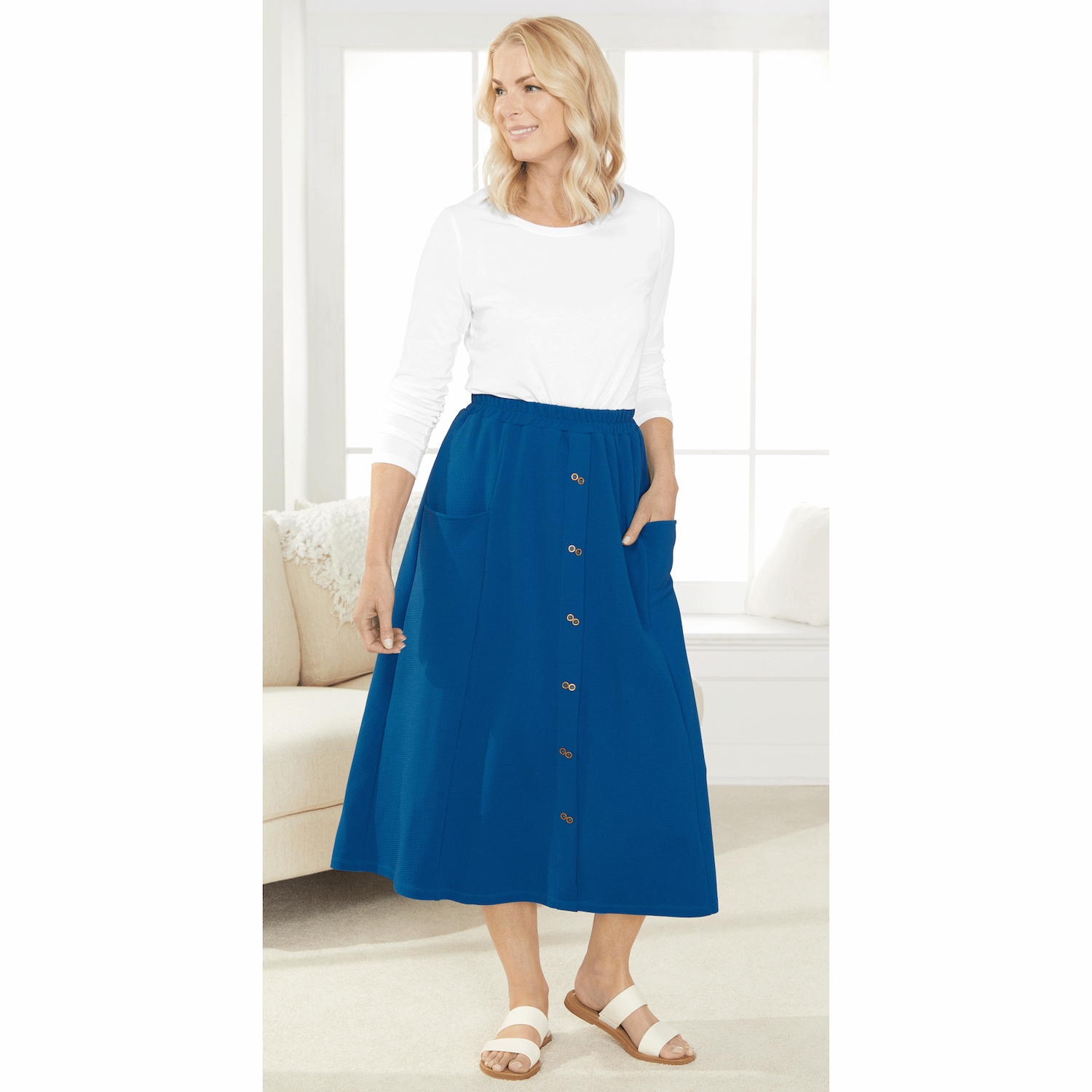 Ribbed Knit Midi Skirt | Carol Wright