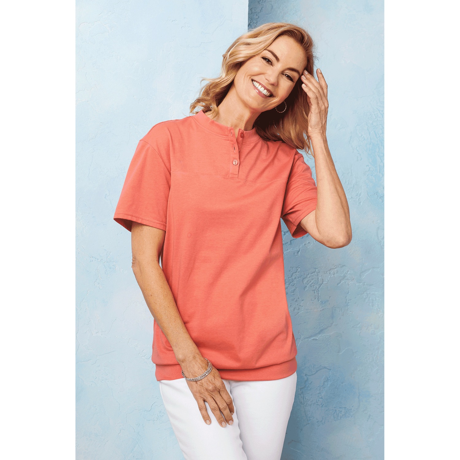 Banded Bottom Henley | Carol Wright