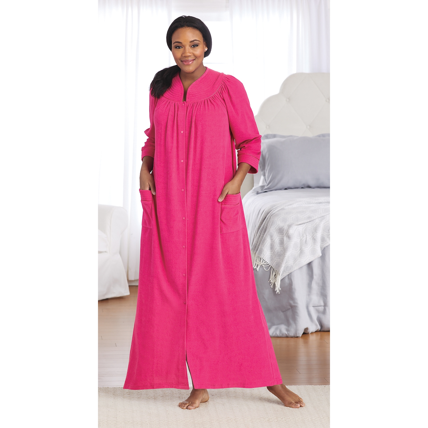 Snap-Front Long Terry Robe | Carol Wright