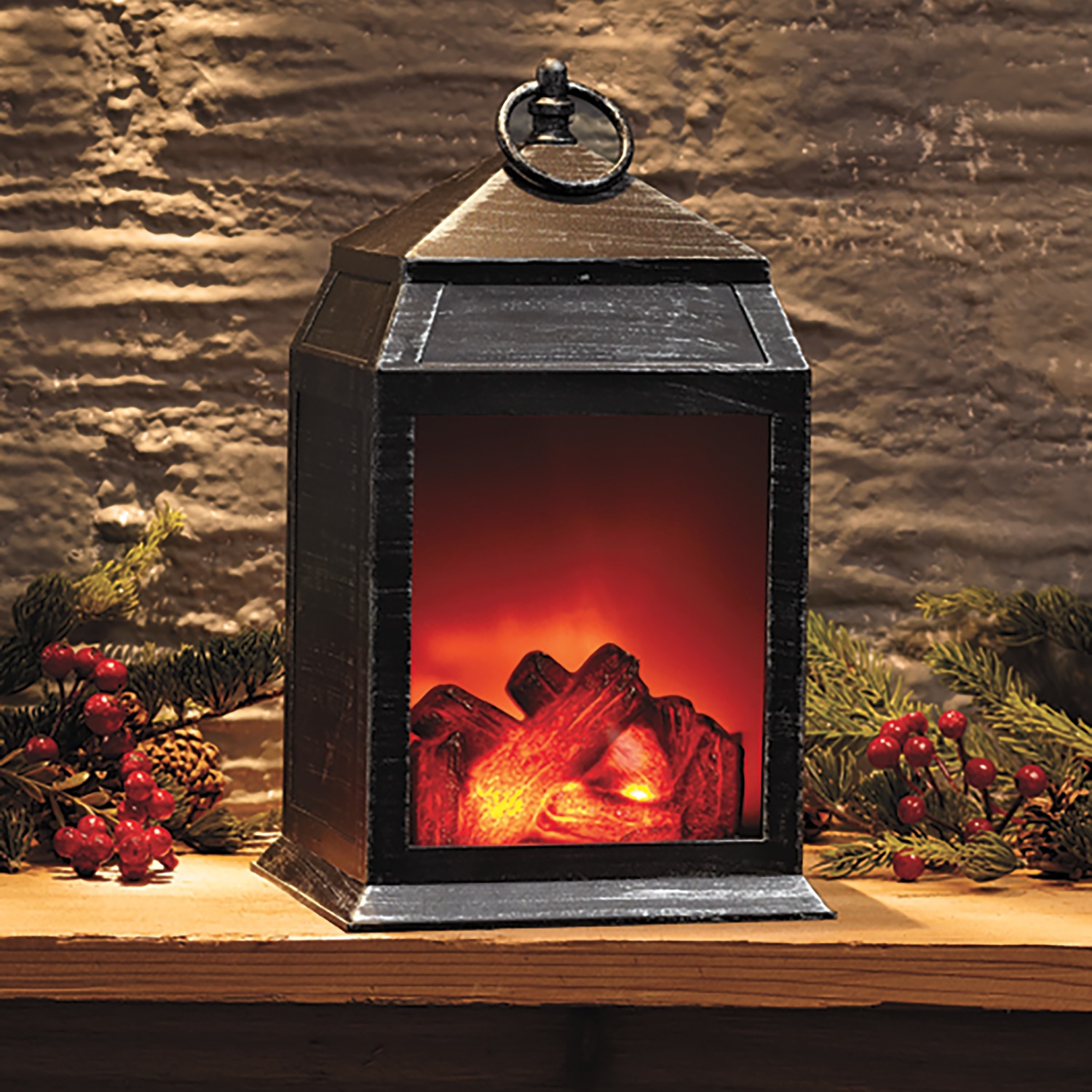 Flameless Fireplace Lantern | Carol Wright