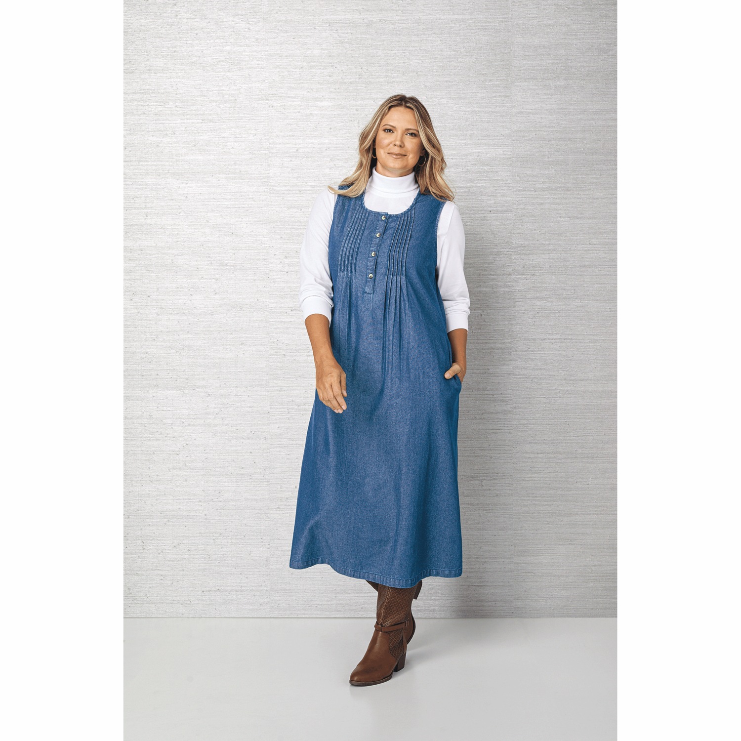Denim Pintuck Jumper | Carol Wright