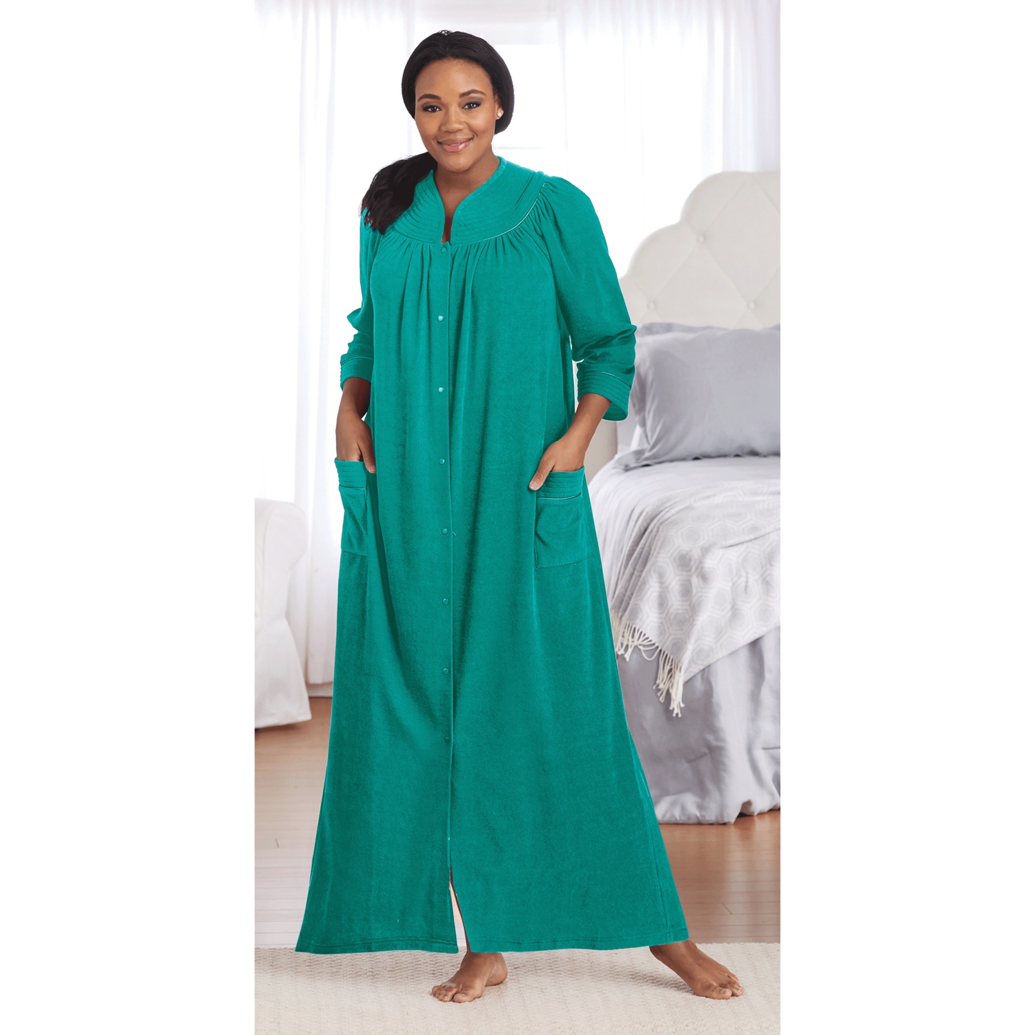 Snap-Front Long Terry Robe | Carol Wright
