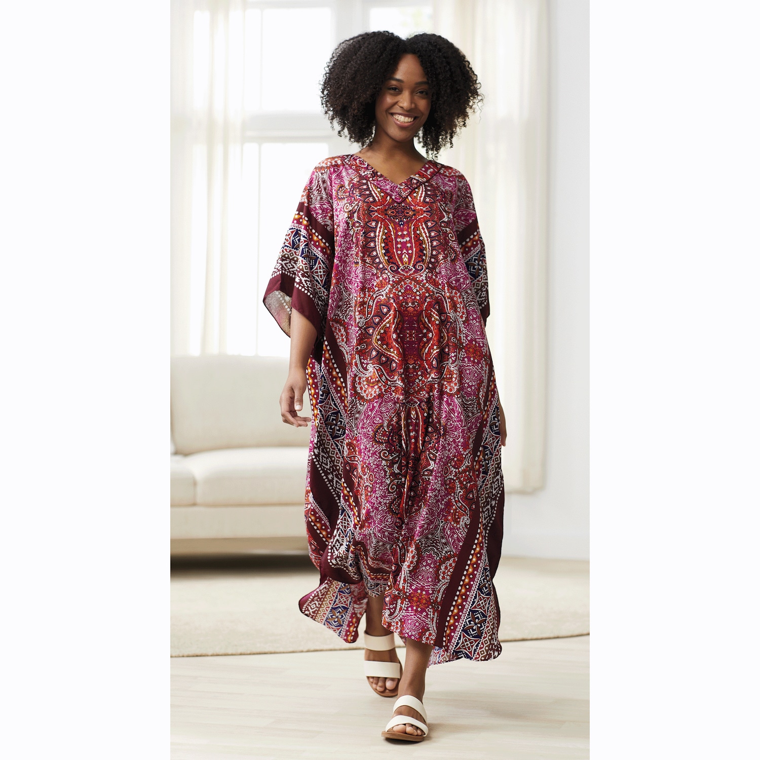 Long Satin Caftan | Carol Wright